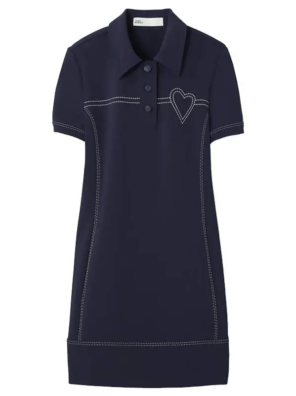 Tory Burch Pick Stitch Stretch Polo Dress - Tory Navy