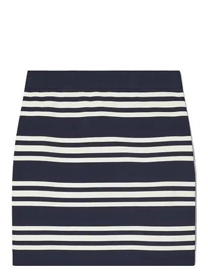 Tory Burch Striped Viscose Blend Mini Skirt - Tory Navy City Stripe