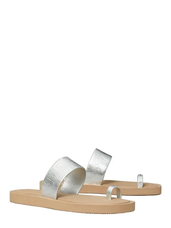 Tory Burch Toe Ring Slide - Silver/chanterelle Mushroom