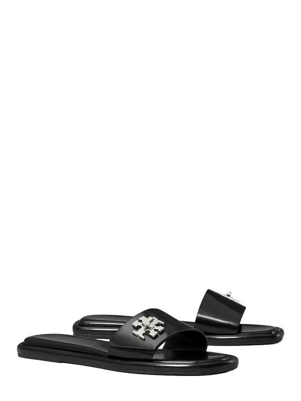 Tory Burch Turnlock Cross-band Slides - Perfect Black