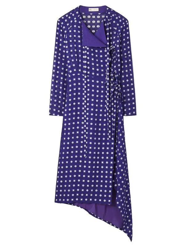 Tory Burch Jacquard Wrap Dress - Ballpoint Ink Nothing Ditsy