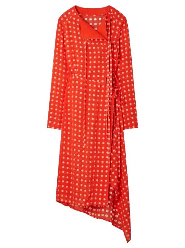 Tory Burch Jacquard Wrap Dress - Pepperoncini Nothing Ditsy