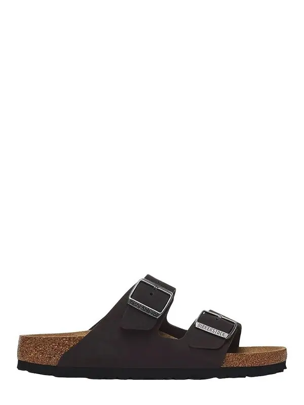 BIRKENSTOCK Arizona Soft Footbed Nubuck Leather Sandals - Black