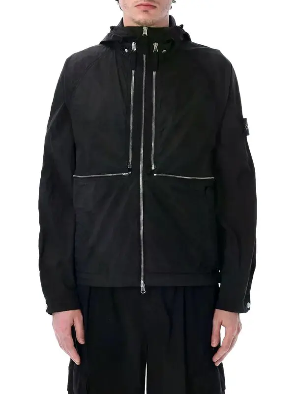 Stone Island Hooded Windbreaker - Black
