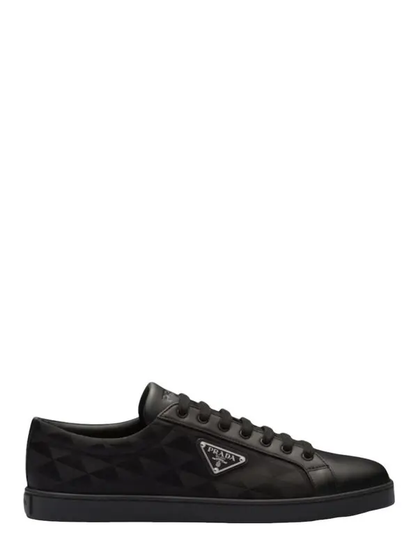 Prada Leather And Re-nylon Sneakers - Black