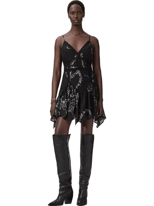 ALLSAINTS Zia Asymmetric Mini Dress - Black