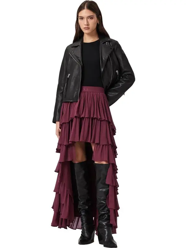 ALLSAINTS Cavalry Maxi Skirt - Tawny Port Red