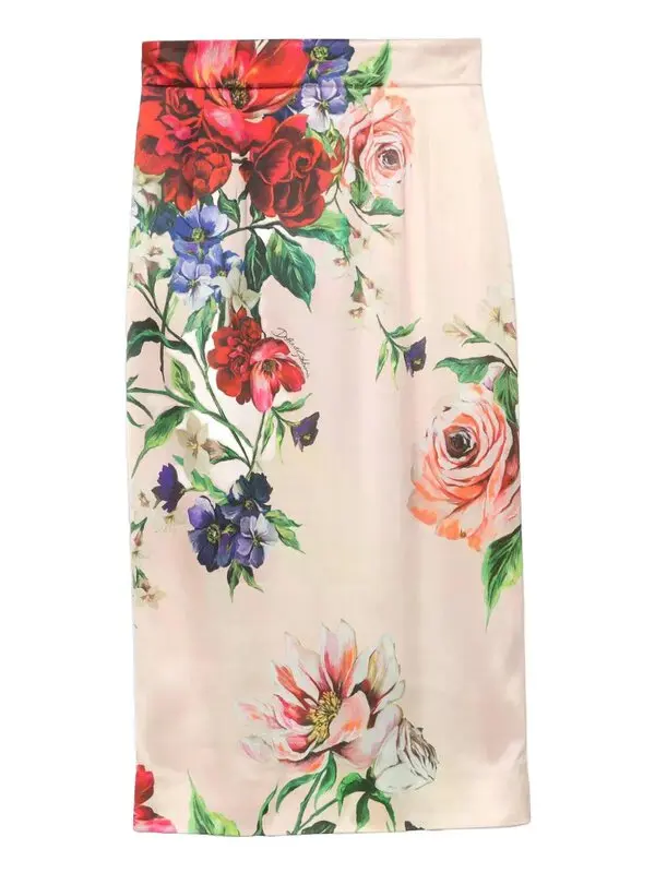 Dolce & Gabbana Floral-print Midi Skirt - Pink