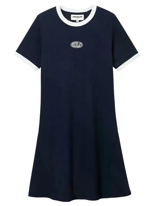 CHOCOOLATE Contrasting T-shirt Dress - Blue