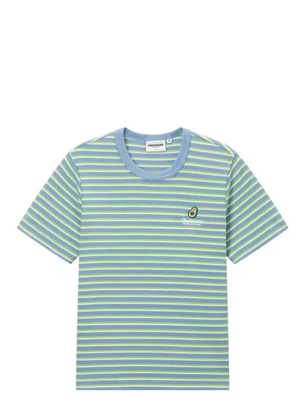 CHOCOOLATE Striped Logo T-shirt - Blue