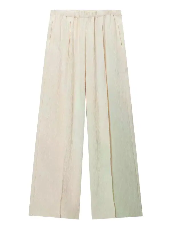 TOUT A COUP Pleated Wide Leg Trousers - Neutrals