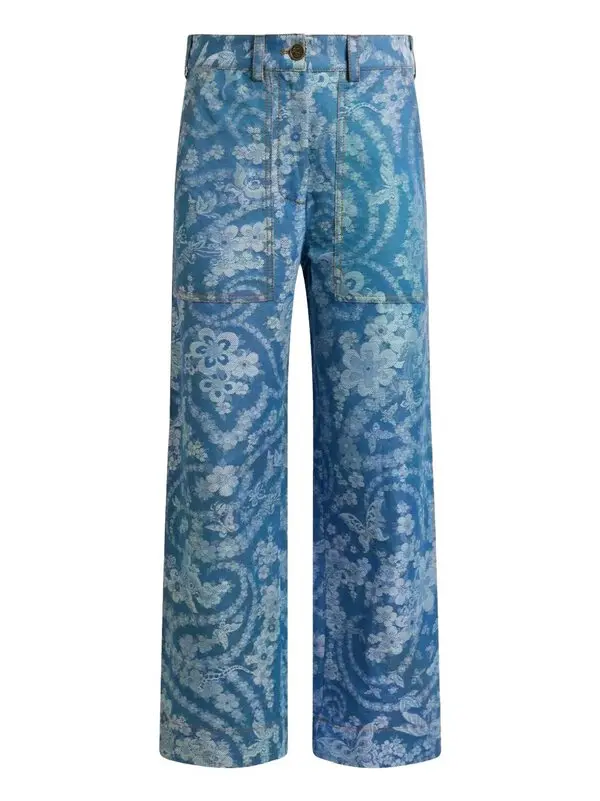 Etro Jacquard-pattern Trousers - Blue