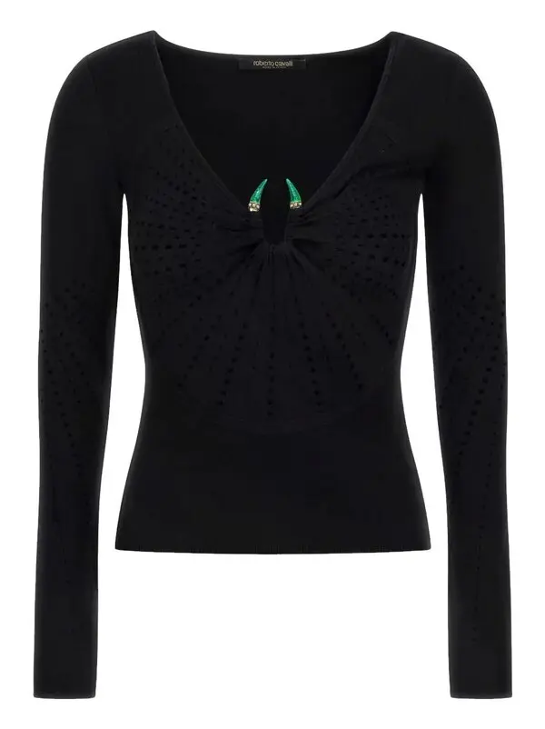 Roberto Cavalli Fang-plaque Jumper - Black