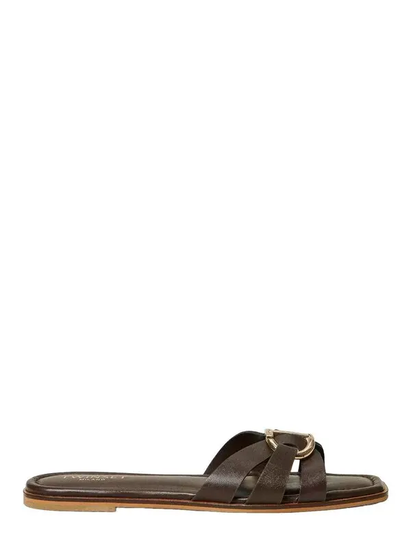 TWINSET Logo-buckle Slides - Brown