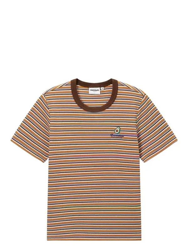 CHOCOOLATE Striped Logo T-shirt - Brown