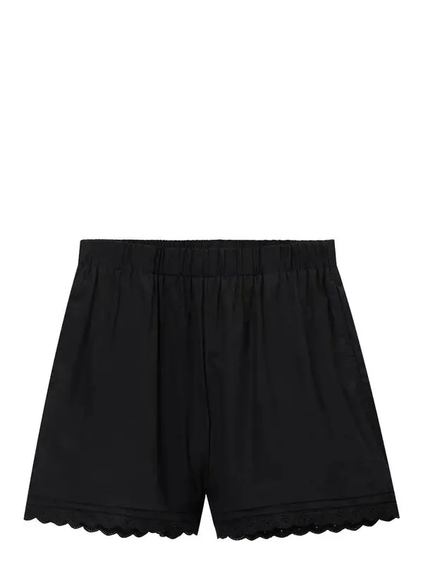 TOUT A COUP Scalloped Hem Relaxed Fit Shorts - Black