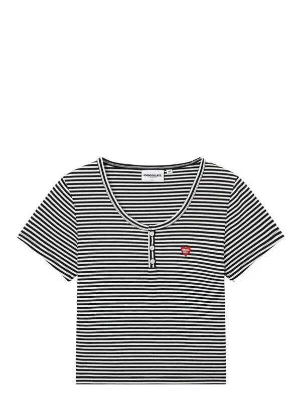 CHOCOOLATE Striped Logo T-shirt - Black
