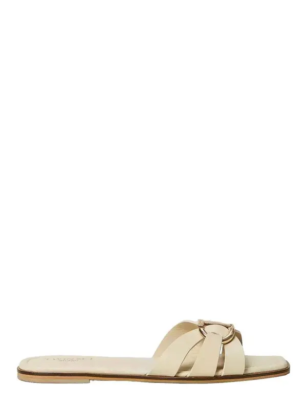 TWINSET Logo-buckle Slides - Neutrals