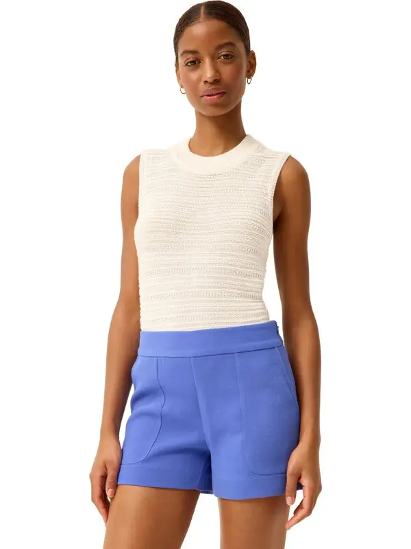 MARIE OLIVER Mid-rise Crepe Shorts - Cobalt