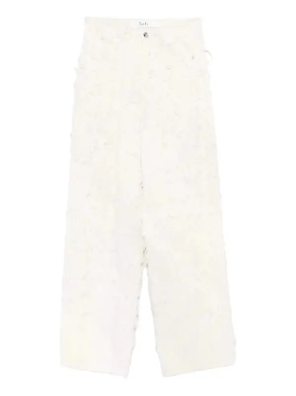 Séfr Distressed Straight Leg Jeans - White