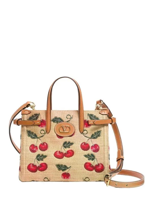 Valentino Garavani Small Antibes Cherry-motif Tote Bag - Neutrals