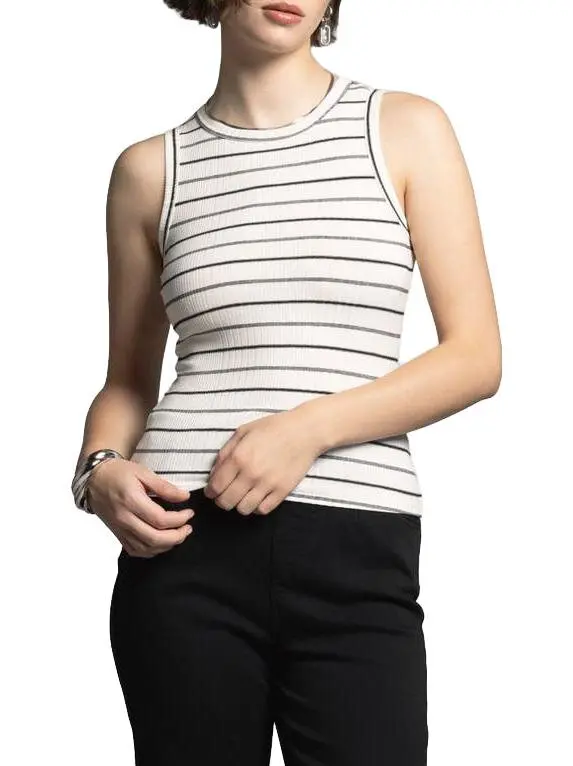 WEEKEND LOS ANGELES Alessandra Stripe Rib Tank - Ivory Stripe