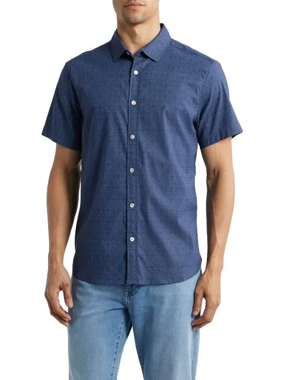 FAIR HARBOR Windward Performance Short Sleeve Button-up Shirt - Navy Shibori (402)