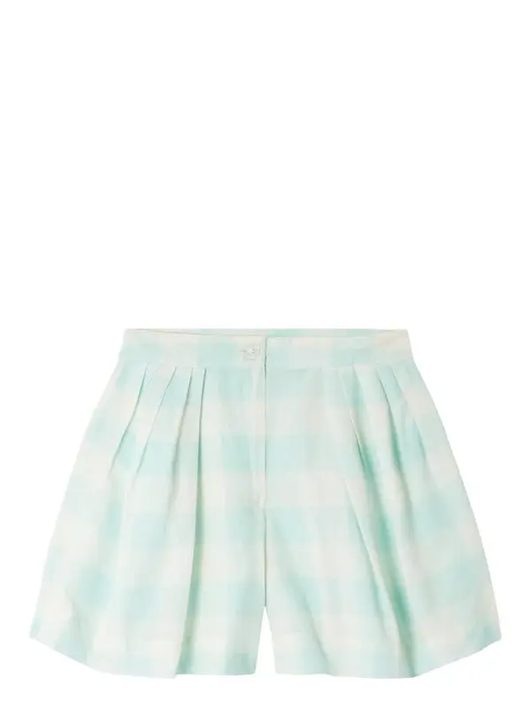 Thierry Colson Kenya Checked Linen And Cotton-blend Shorts - Green