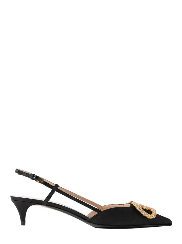 Valentino Garavani Vlogo Moire Slingback Pumps - Black