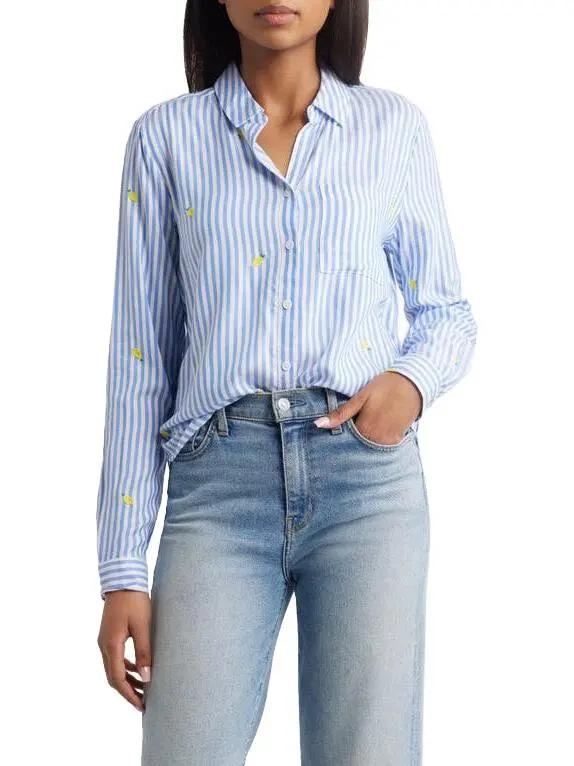 BEACHLUNCHLOUNGE Caitlin Embroidered Shirt - Lemon Sqeeze