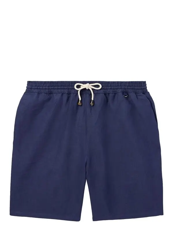 Rubinacci Straight-leg Mid-length Linen Swim Shorts - Blue