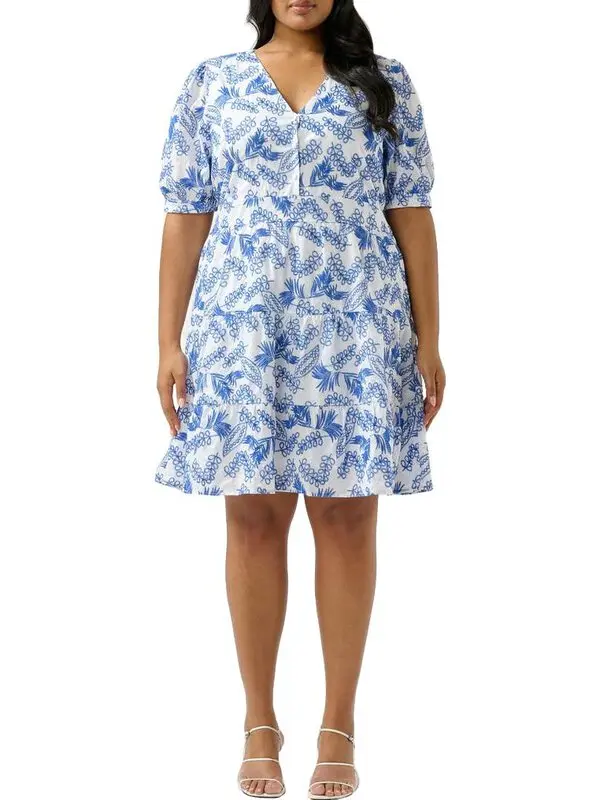 ESTELLE La Croisette Embroidered Cotton Poplin Shirtdress - Blue/ Milk
