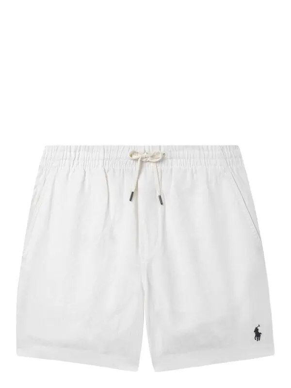 Ralph Lauren Prepster Straight-leg Logo-embroidered Linen Drawstring Shorts - White