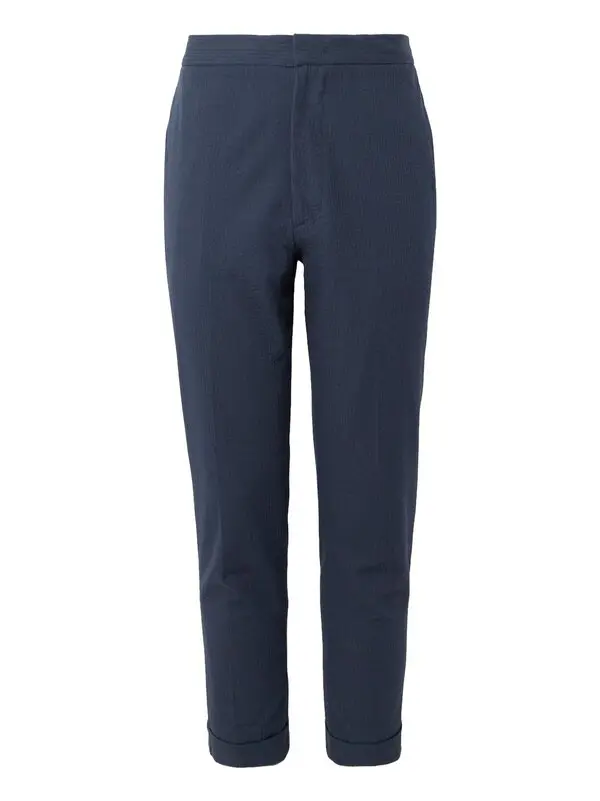 Officine Générale Joseph Tapered Cotton-seersucker Suit Trousers - Blue