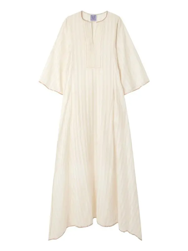 Thierry Colson Rachel Satin-trimmed Striped Maxi Dress - Ecru