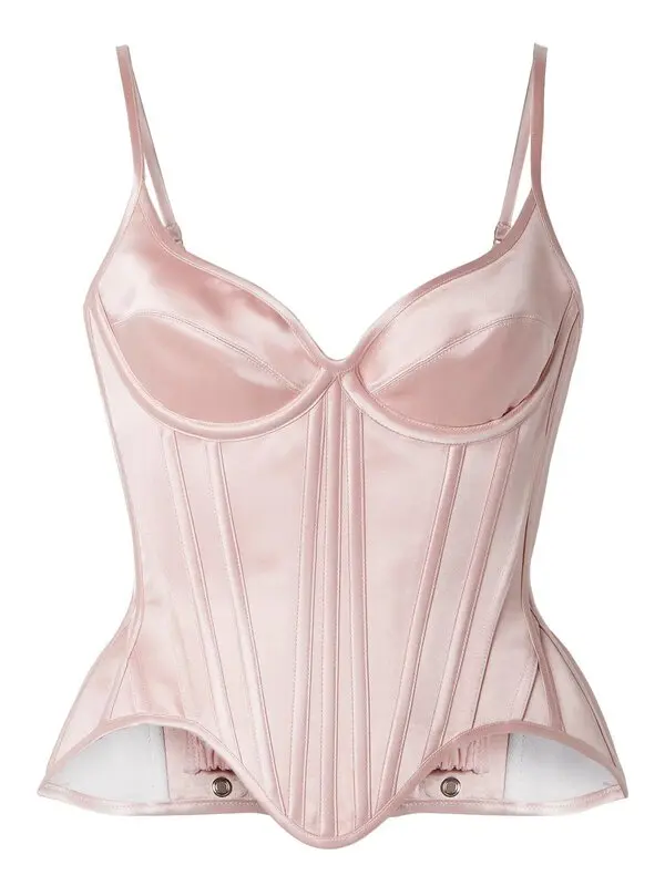 WIEDERHOEFT Salon Silk-satin Bustier Top - Pink