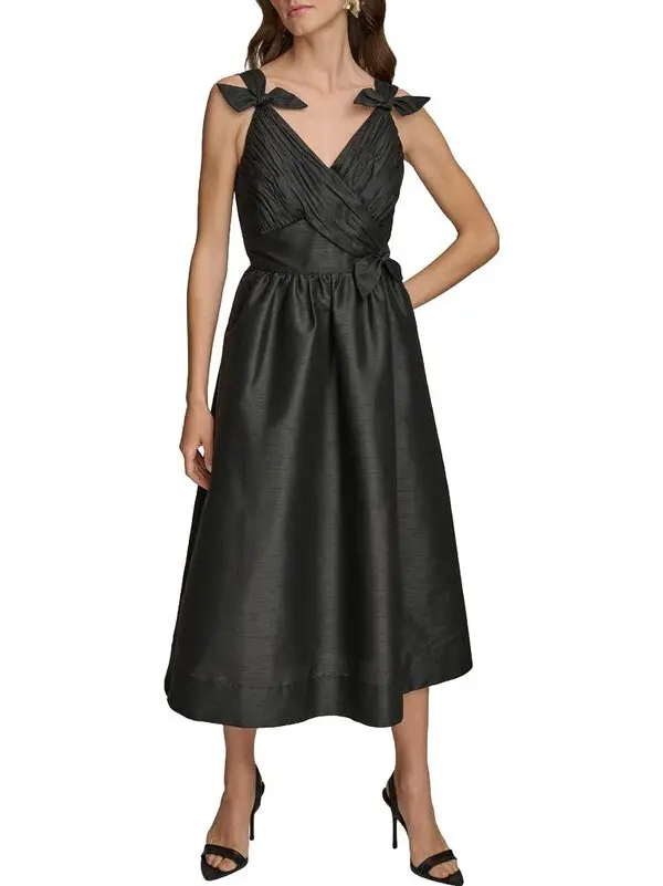 Donna Karan New York Bow Fit & Flare Midi Cocktail Dress - Black