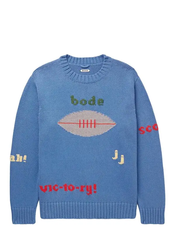 BODE Spirit Intarsia-knit Sweater - Blue
