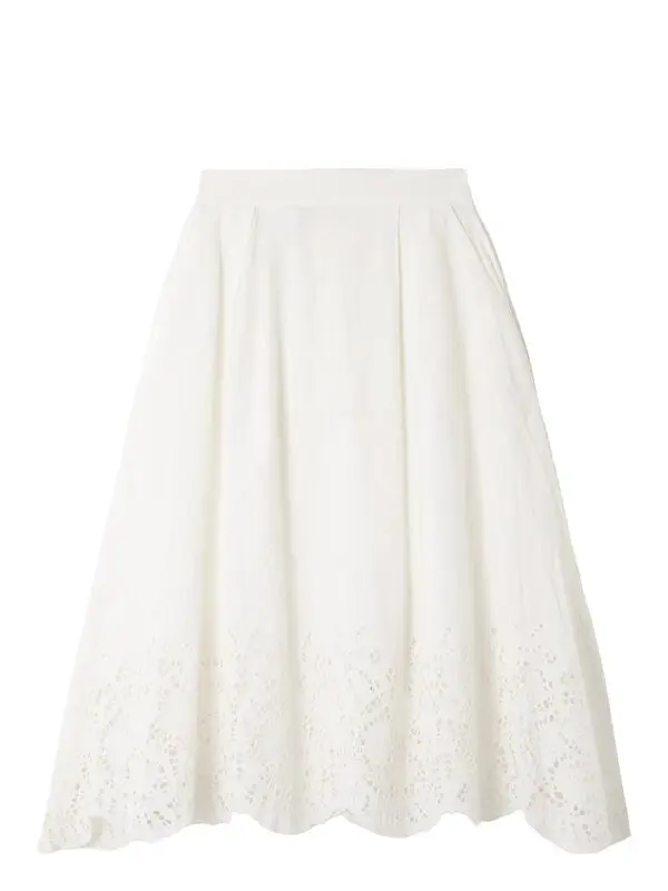 Thierry Colson Wynona Broderie Anglaise Midi Skirt - Off-white