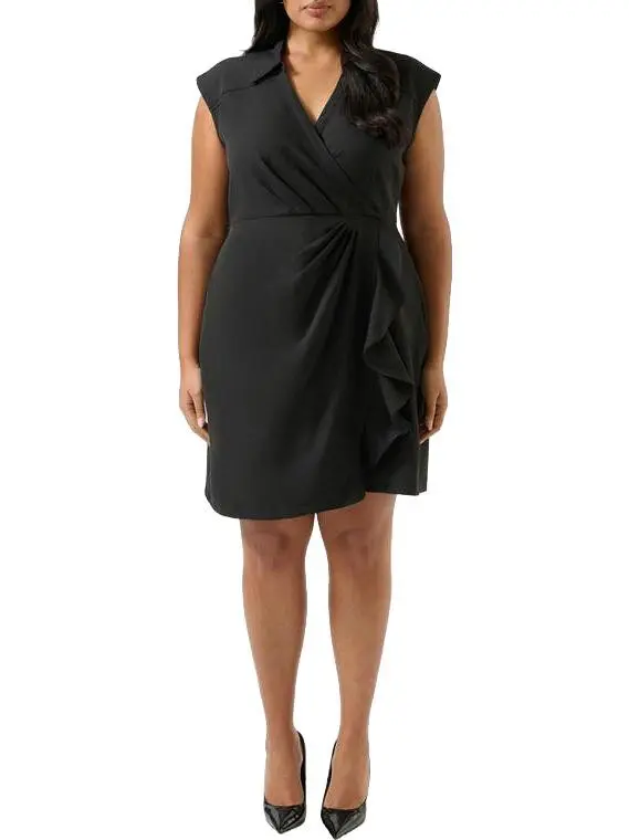 ESTELLE Desert Rose Faux Wrap Dress - Black