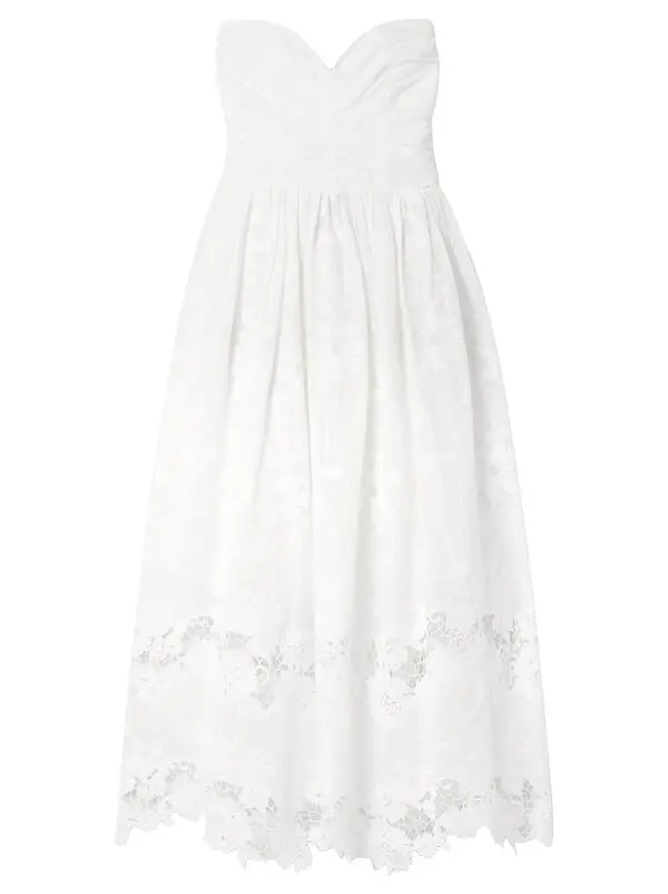 Loretta Caponi Desideria Embroidered Cotton-voile Midi Dress - White