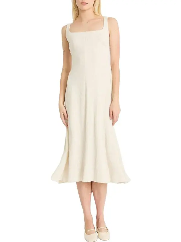 LUXELY Sleeveless A-line Dress - Oatmeal