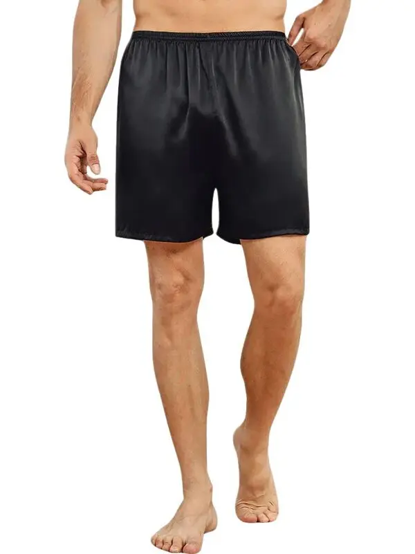 SILKSILKY Solid Color Lounge Shorts - Black
