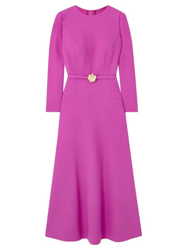 Oscar De La Renta Belted Wool-blend Midi Dress - Pink
