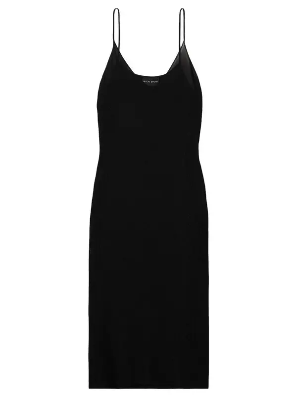 HIGH SPORT Slinky Gabe Ribbed-knit Midi Dress - Black