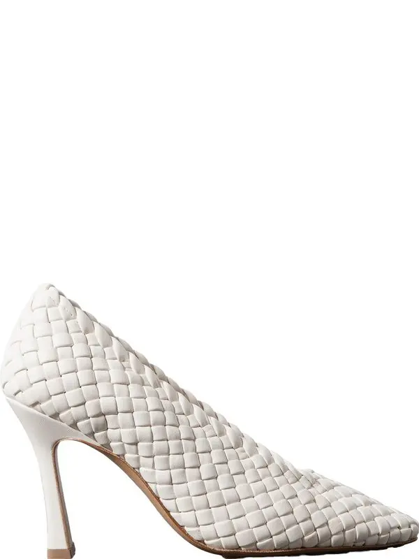 Bottega Veneta Sofia Intrecciato Leather Pumps - White