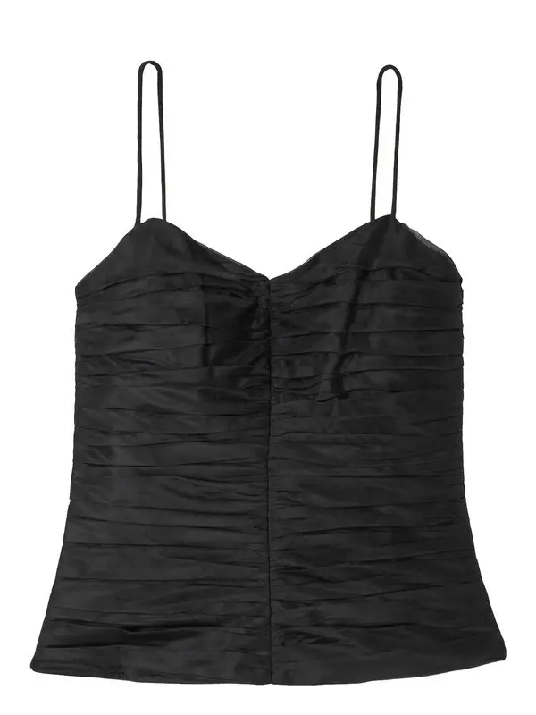 Aje Gia Ruched Crepe Top - Black