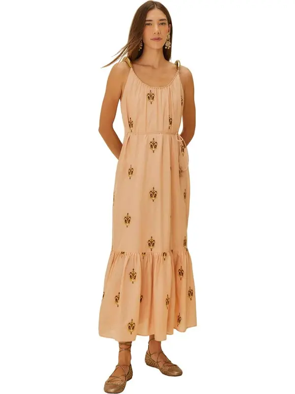 Farm Rio Sand Anchor Tapestry Maxi Dress - Light Pink