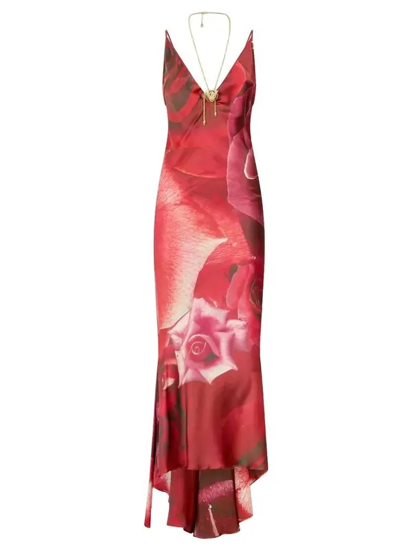 Roberto Cavalli Abstract-print Midi Dress - Red