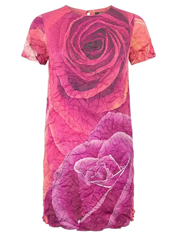 Roberto Cavalli Rose-print Mini Dress - Pink